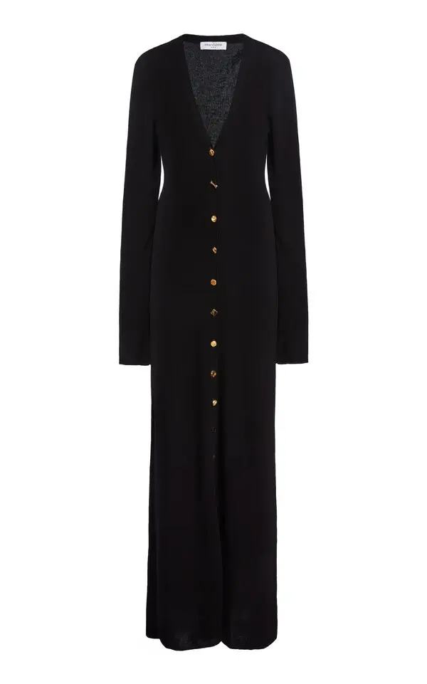 Françoise Cindy Couture Buttoned Maxi Dress