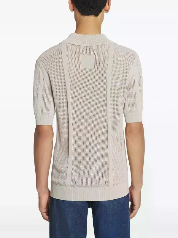 LANVIN Open-knit Polo Shirt - Neutrals