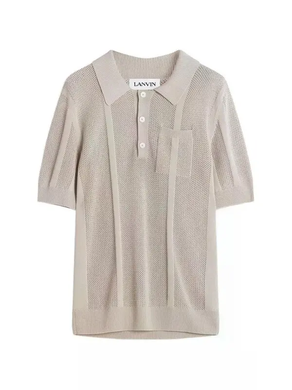 LANVIN Open-knit Polo Shirt - Neutrals