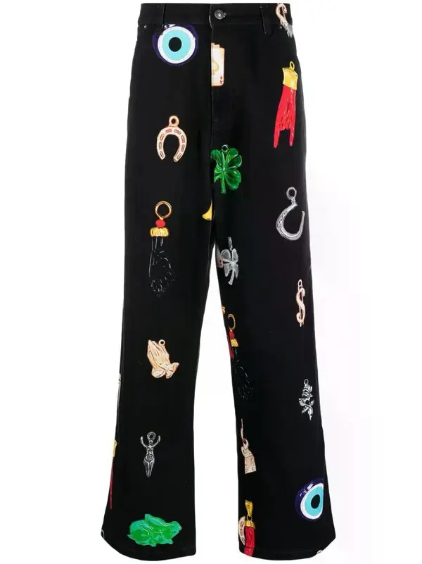 SKY HIGH FARM WORKWEAR High-waisted Graphic-print Jeans