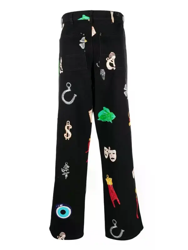 SKY HIGH FARM WORKWEAR High-waisted Graphic-print Jeans