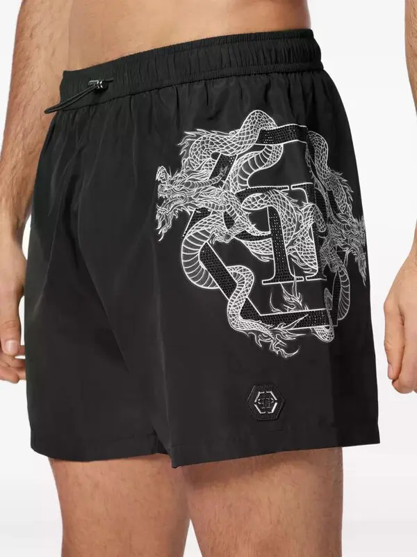 Philipp Plein Dragon-print Swim Shorts