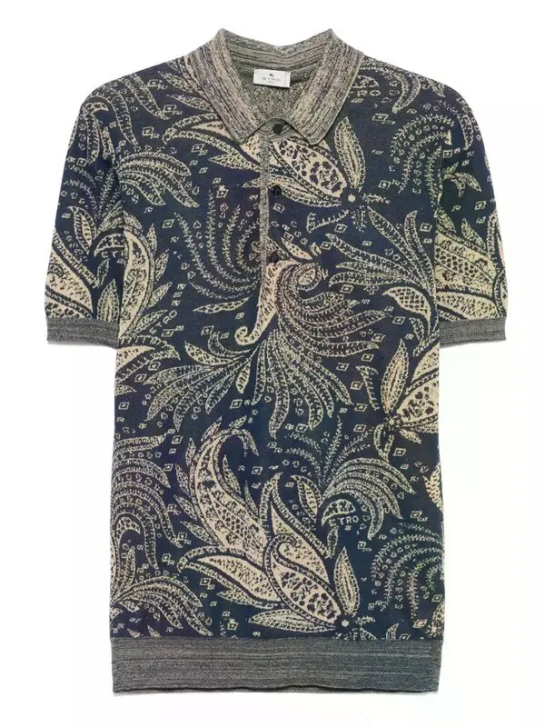 Etro Paisley-jacquard Polo Shirt - Blue