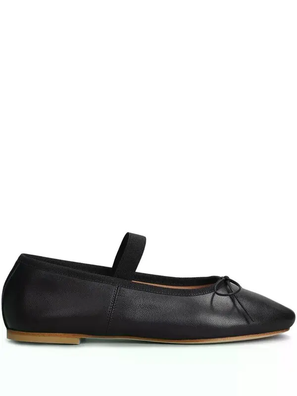 ANNIEL Leather Ballerina Flats - Black