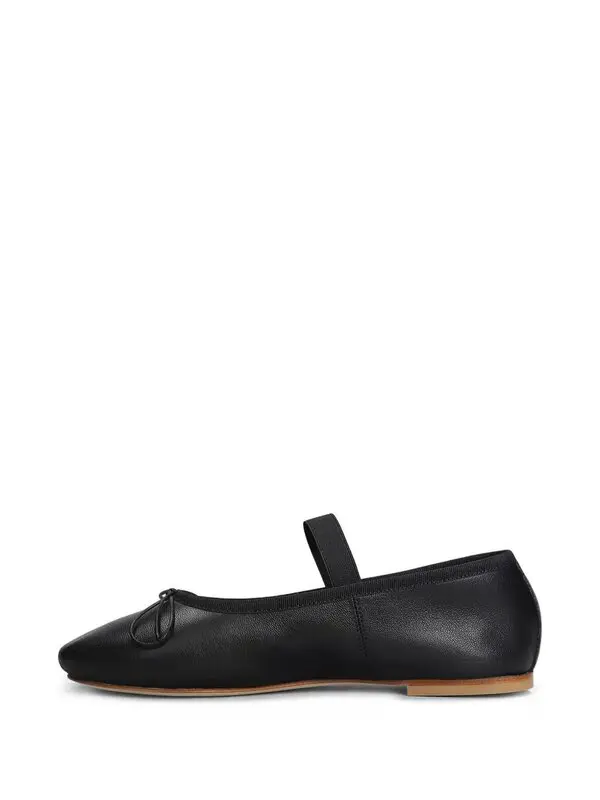 ANNIEL Leather Ballerina Flats - Black