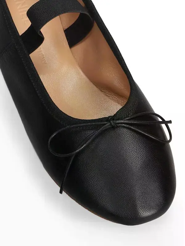 ANNIEL Leather Ballerina Flats - Black