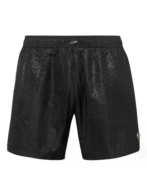 Philipp Plein Logo-embossed Swim Shorts - Black
