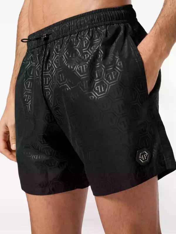 Philipp Plein Logo-embossed Swim Shorts - Black