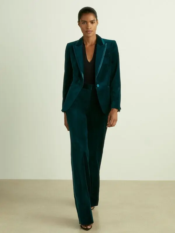 REISS Parisa Velvet Flared Trousers