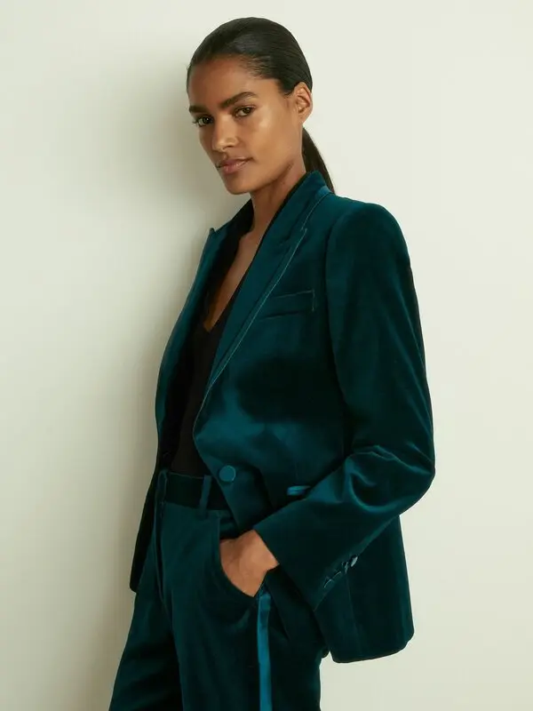 REISS Parisa Velvet Flared Trousers
