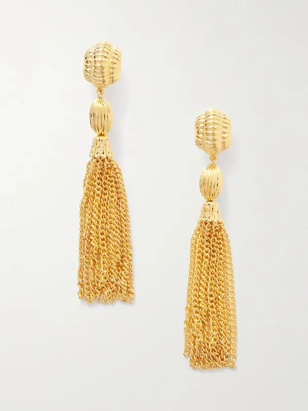 JENNIFER BEHR Arthelia -plated Tasseled Earrings - Gold