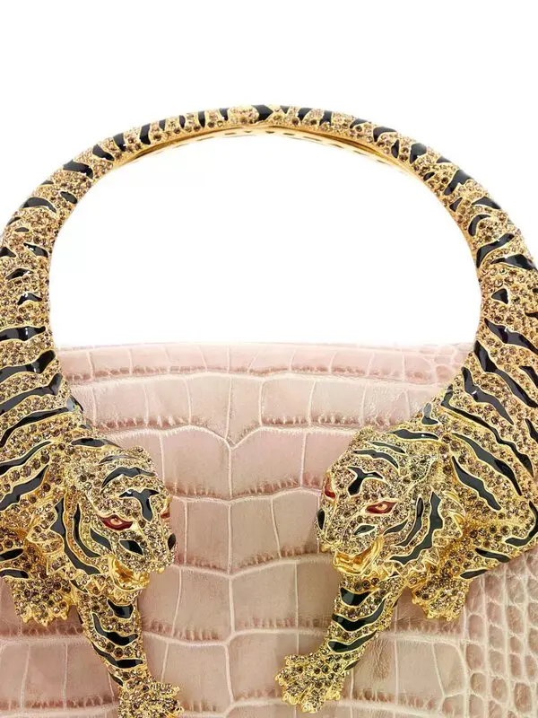Roberto Cavalli Crocodile-effect Tiger-detail Handbag