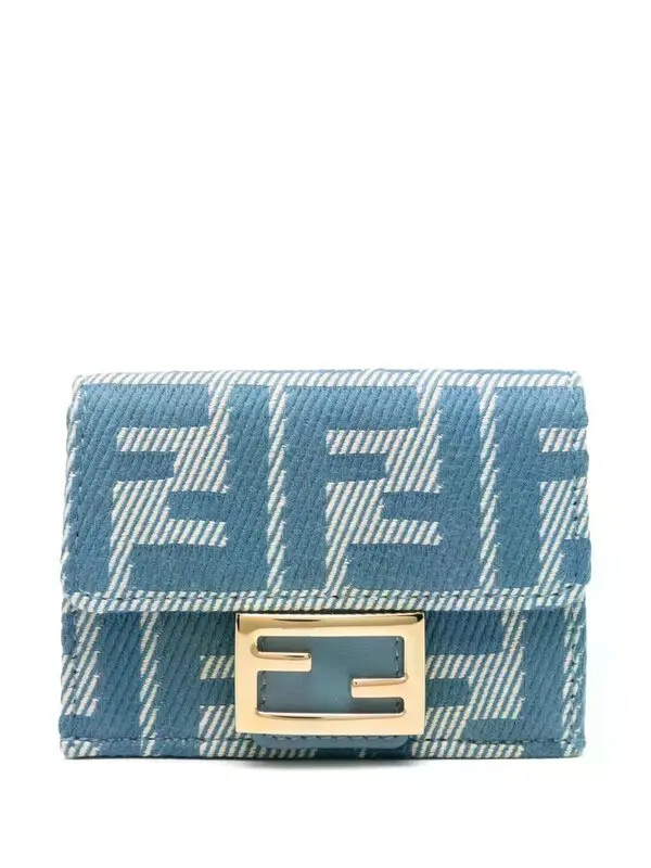 Fendi Micro Trifold Jacquard Wallet - Blue