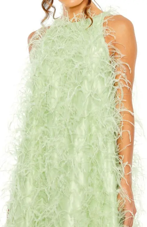 Mac Duggal Satin Feather High-low Evening Dress