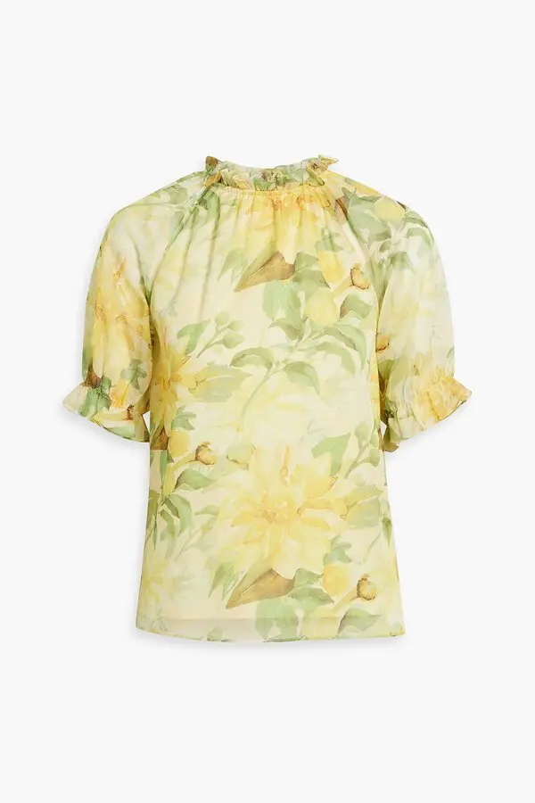 MIKAEL AGHAL Ruffled Floral-print Blouse