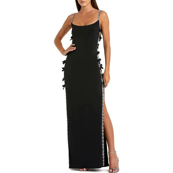 Mac Duggal Scoop Neck Jersey Gown With Embellished Straps