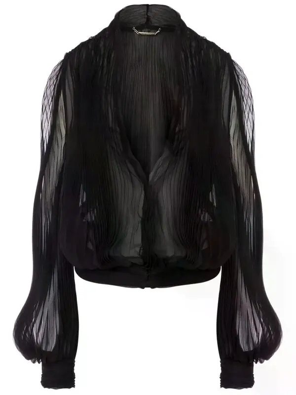Alberta Ferretti Silk Plissé Blouse