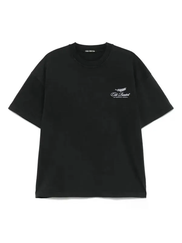 COLE BUXTON Logo-embroidered T-shirt - Black