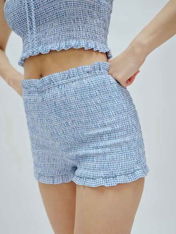 REFORMATION Abbie Check Shorts