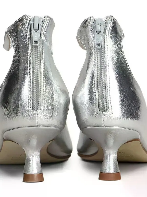 ANNA F. 50mm Leather Pumps - Silver