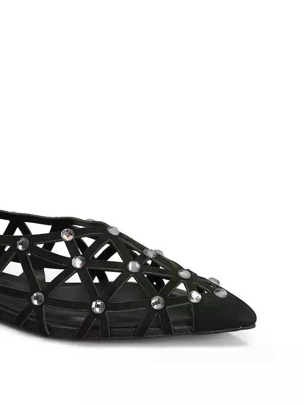 ANDREA CARRANO Rhinestone-embellished Ballerina Flats - Black