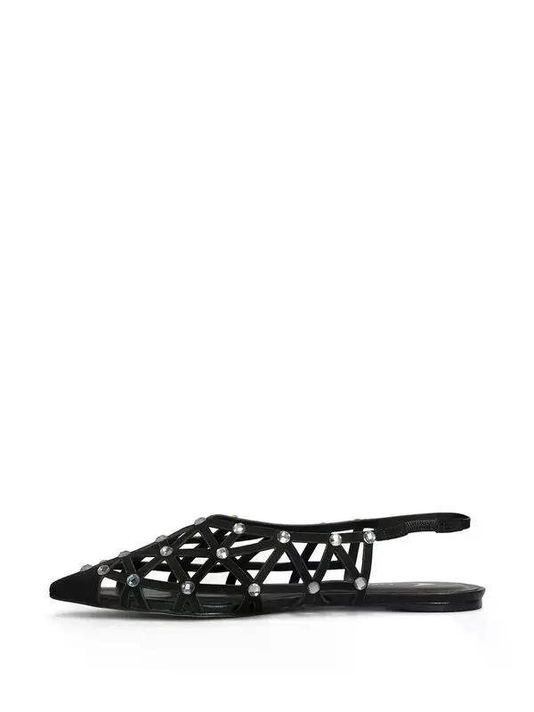 ANDREA CARRANO Rhinestone-embellished Ballerina Flats - Black