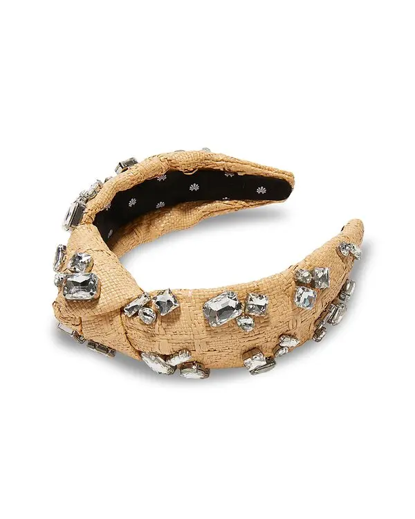 Lele Sadoughi Candy Crystal Raffia Knotted Headband - Natural