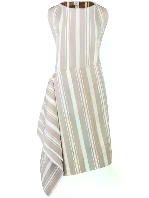 TOD'S Striped Asymmetric Shift Dress