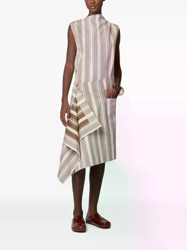 TOD'S Striped Asymmetric Shift Dress