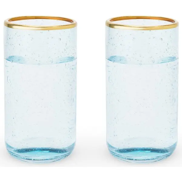 TWINE Aqua Bubble Glass Tumblers Set Of 2 - Blue
