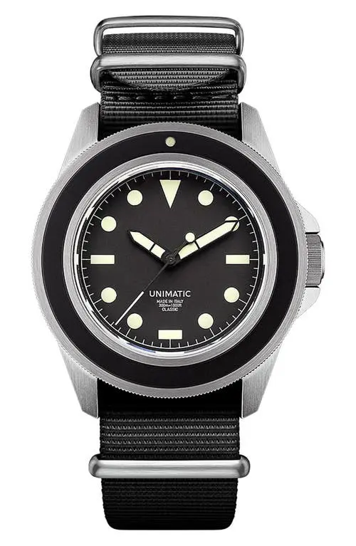 UNIMATIC Classic Nato Strap Watch - Black Steel