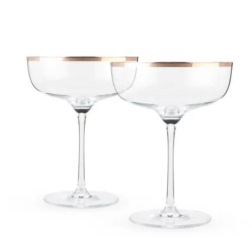 TWINE Copper Rim Crystal Coupes Set Of 2