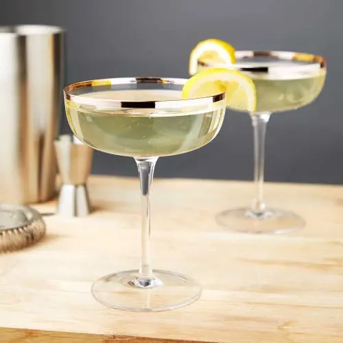 TWINE Copper Rim Crystal Coupes Set Of 2