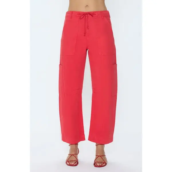 PISTOLA Sabrina High-waist Barrel Twill Utility Pants - Maraschino