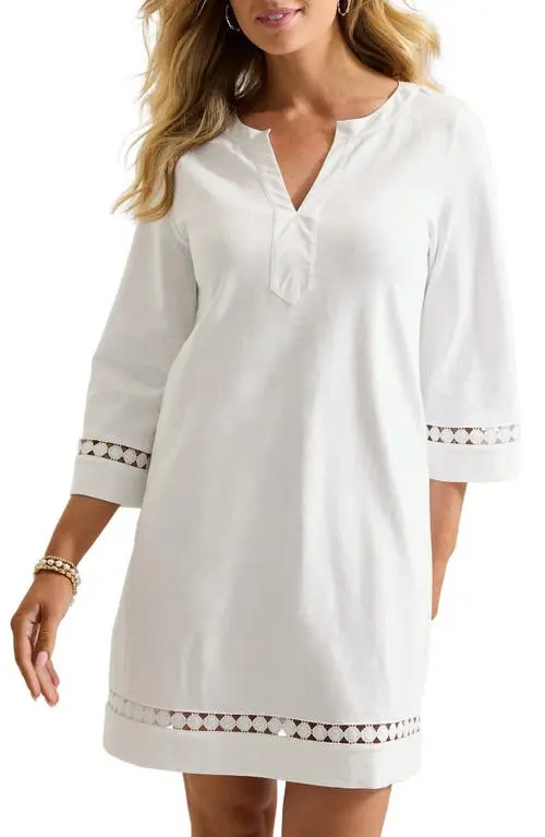 Tommy Bahama Sunset Harbor Long Sleeve Shift Dress - White