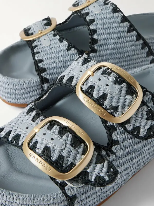 LOEFFLER RANDALL Theo Embroidered Raffia Platform Slides