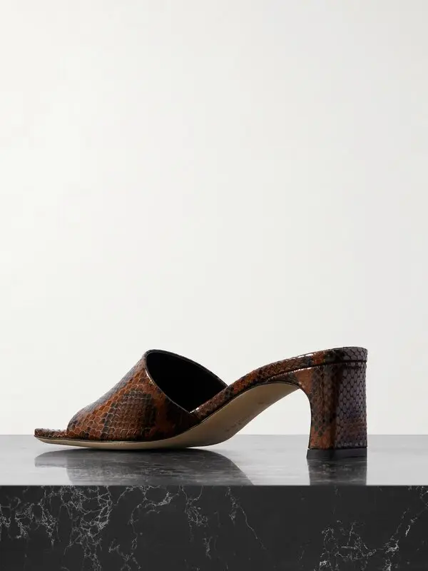 AeydĒ Jeanie Snake-effect Leather Mules