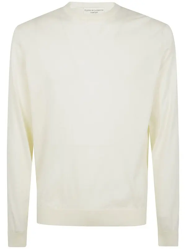 FILIPPO DE LAURENTIIS Long Sleeve Round Neck Sweater - White