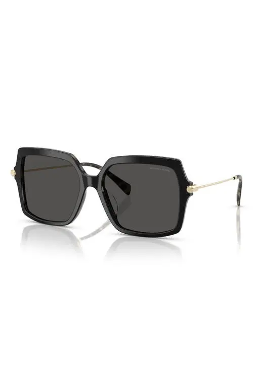 Michael Kors 55mm Square Sunglasses - Black / Amber Tortoise / Grey