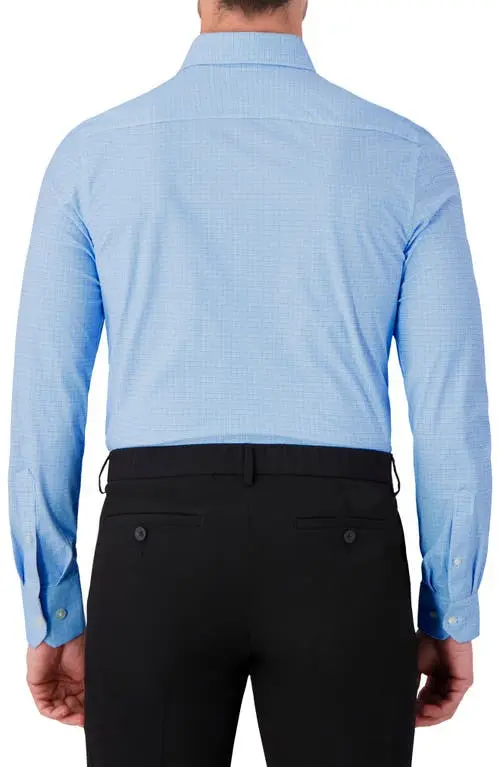 VICTOR EMMANUEL Modern Fit Microcheck Tech Stretch Dress Shirt - Light Blue