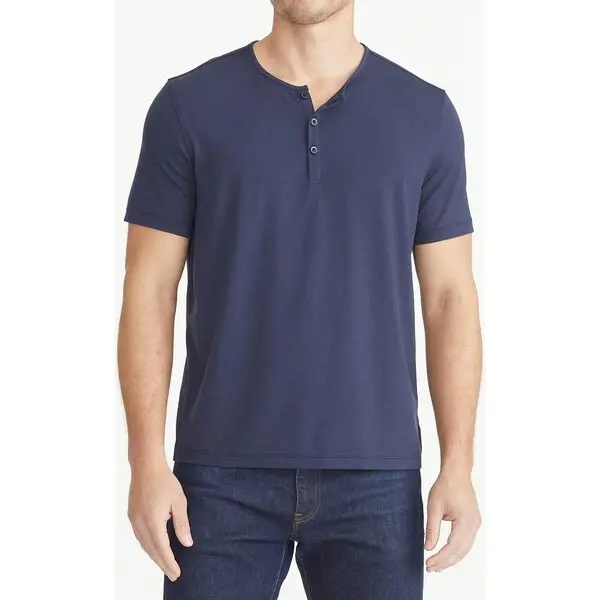UNTUCKIT Ecosoft Short Sleeve Henley - Navy