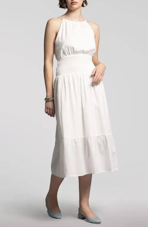 WEEKEND LOS ANGELES Felicity Smock Waist Cotton Dress - Blanc