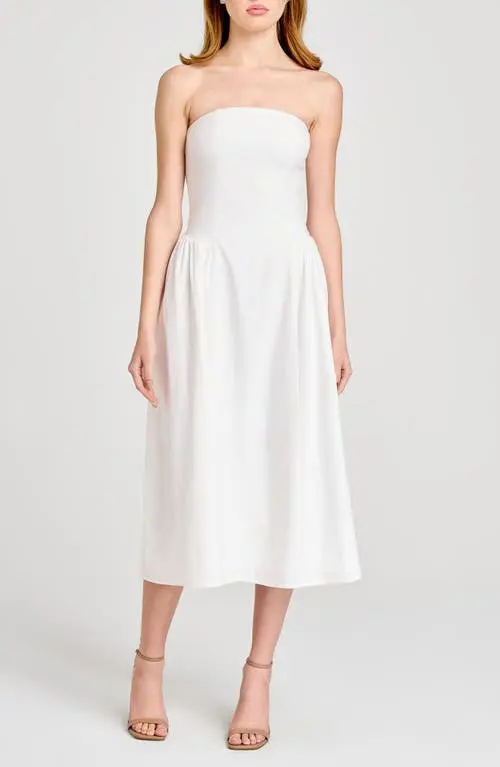 WAYF Giulia Strapless Linen-blend Midi Sundress - Ivory