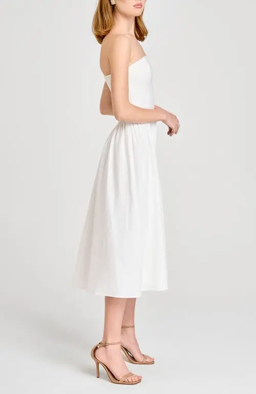WAYF Giulia Strapless Linen-blend Midi Sundress - Ivory