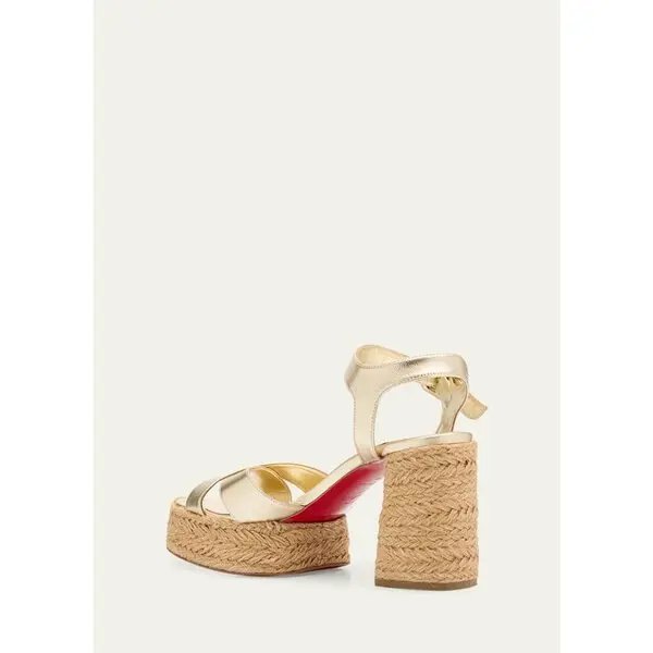 CHRISTIAN LOUBOUTIN 70mm Calakala Metallic Crisscross Platform Sandals
