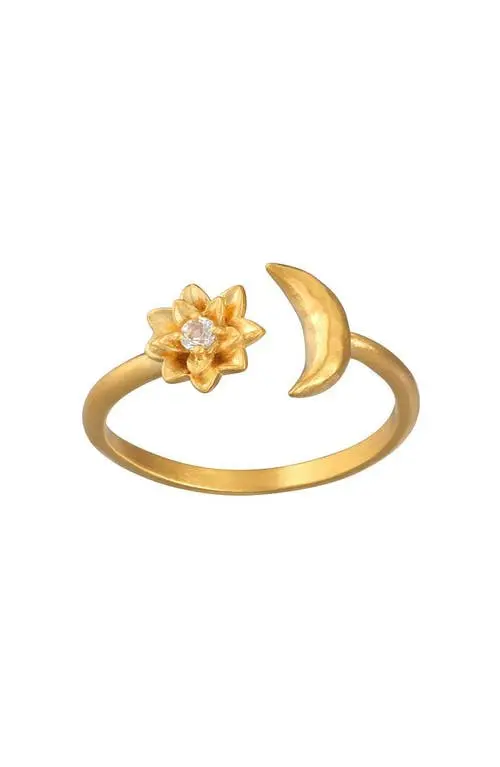 SATYA JEWELRY Lotus Moon Ring - Gold