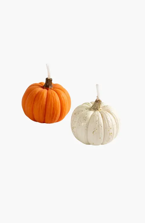 SOUTHLAKE GIFTS Autumn Pumpkin Candles - Orange / Off-white