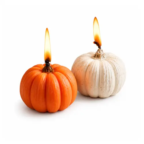 SOUTHLAKE GIFTS Pumpkin Candle Set - Orange / Off-white