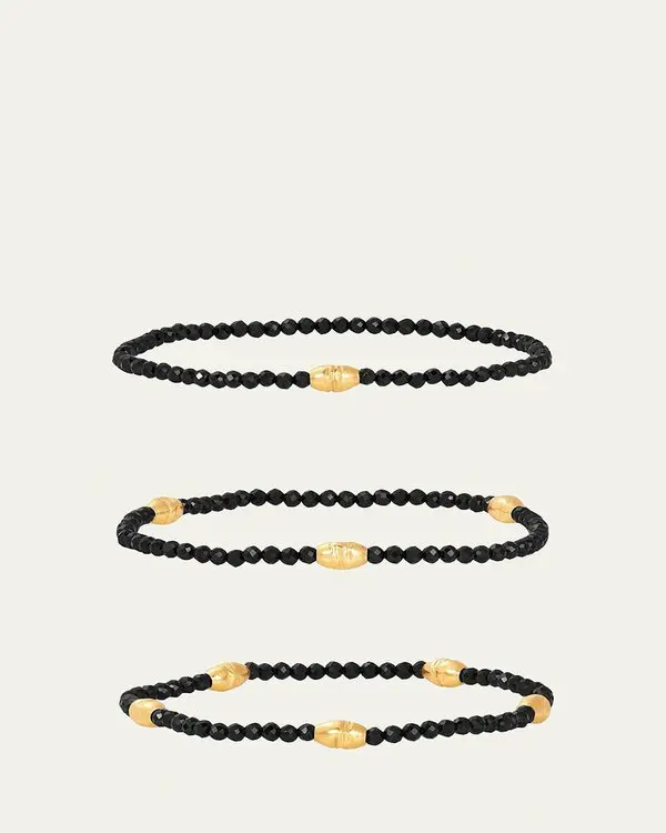 KAREN LAZAR 3mm And 14k Gold-filled Bracelet Set - Black Spinel