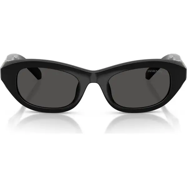 SWAROVSKI 50mm Small Pillow Sunglasses - Black / Dark Grey